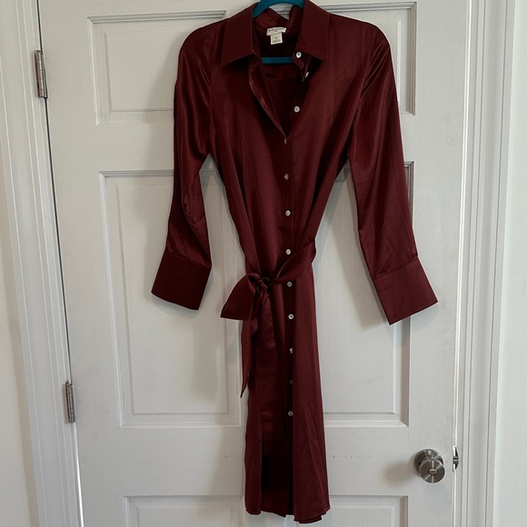 Club Monaco | Dresses | Club Monaco Deep Orange Silk Long Sleeve Dress ...